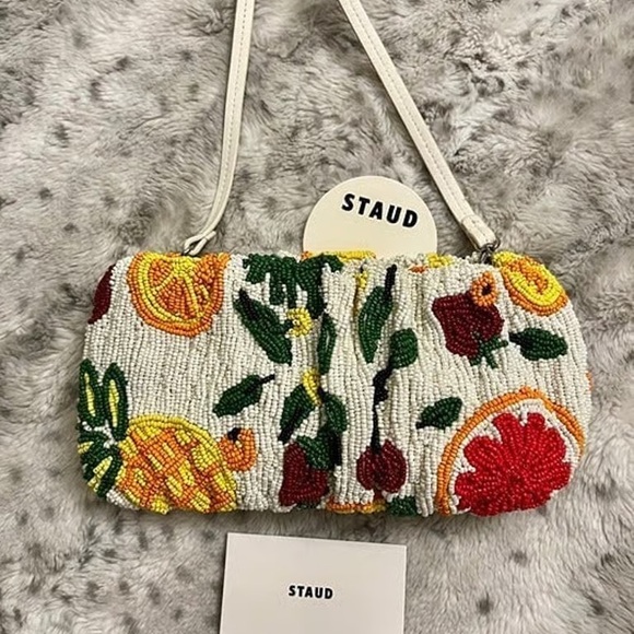 STAUD | Bags | Staud Beaded Fruit Design Clutch Multicolor | Poshmark